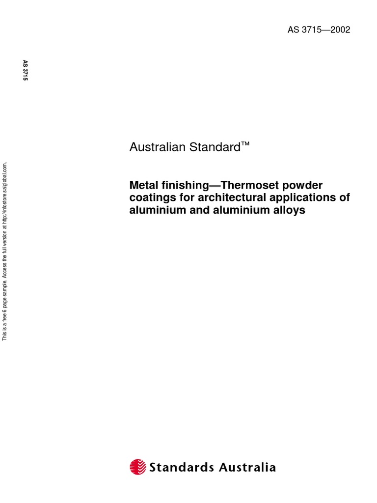 As 3715-2002 Metal Finishing - Thermoset Powder Coating For ...