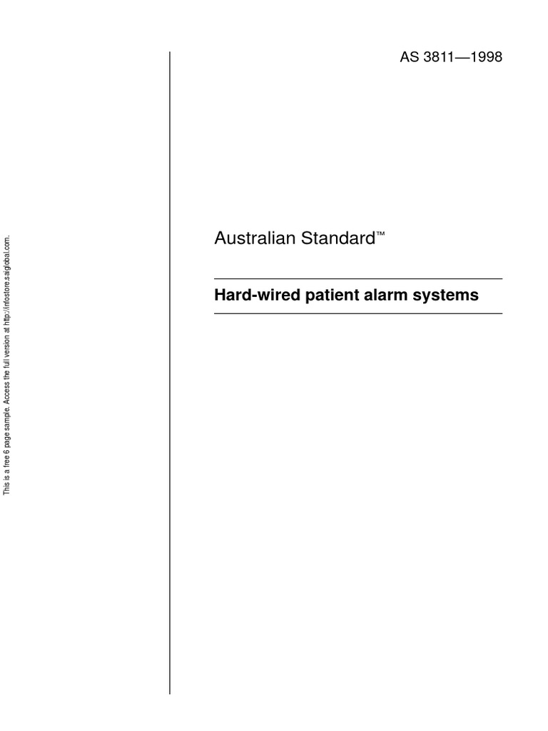 As 3811-1998 Hard-Wired Patient Alarm Systems | PDF | Electrical Wiring ...