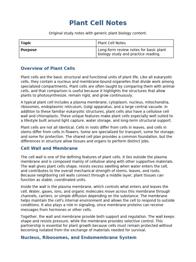 02 Plant Cell Notes | PDF