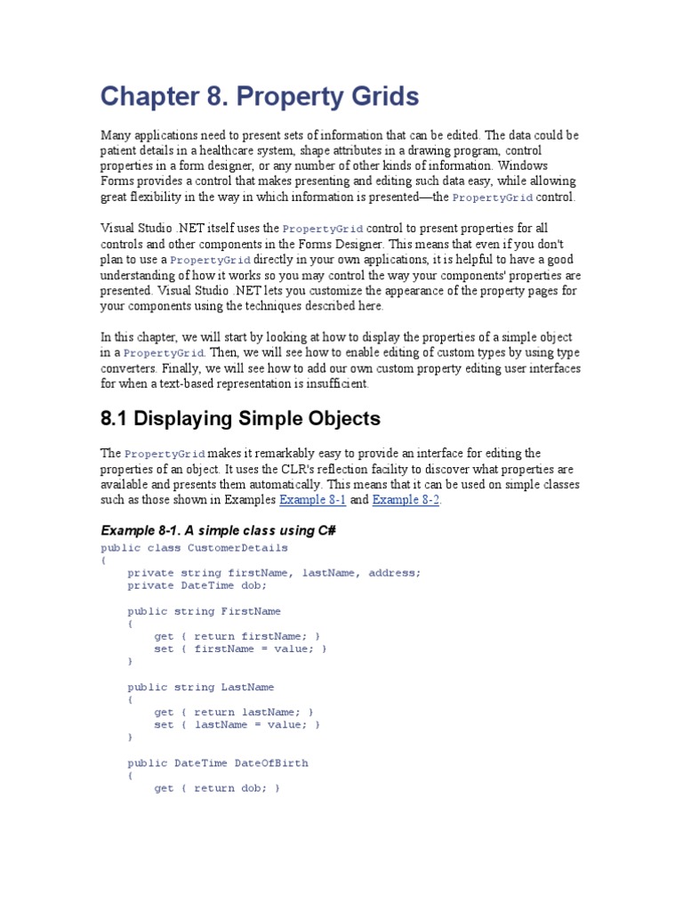Chapter 8 Property Grids | PDF | Class (Computer Programming) | Data Type