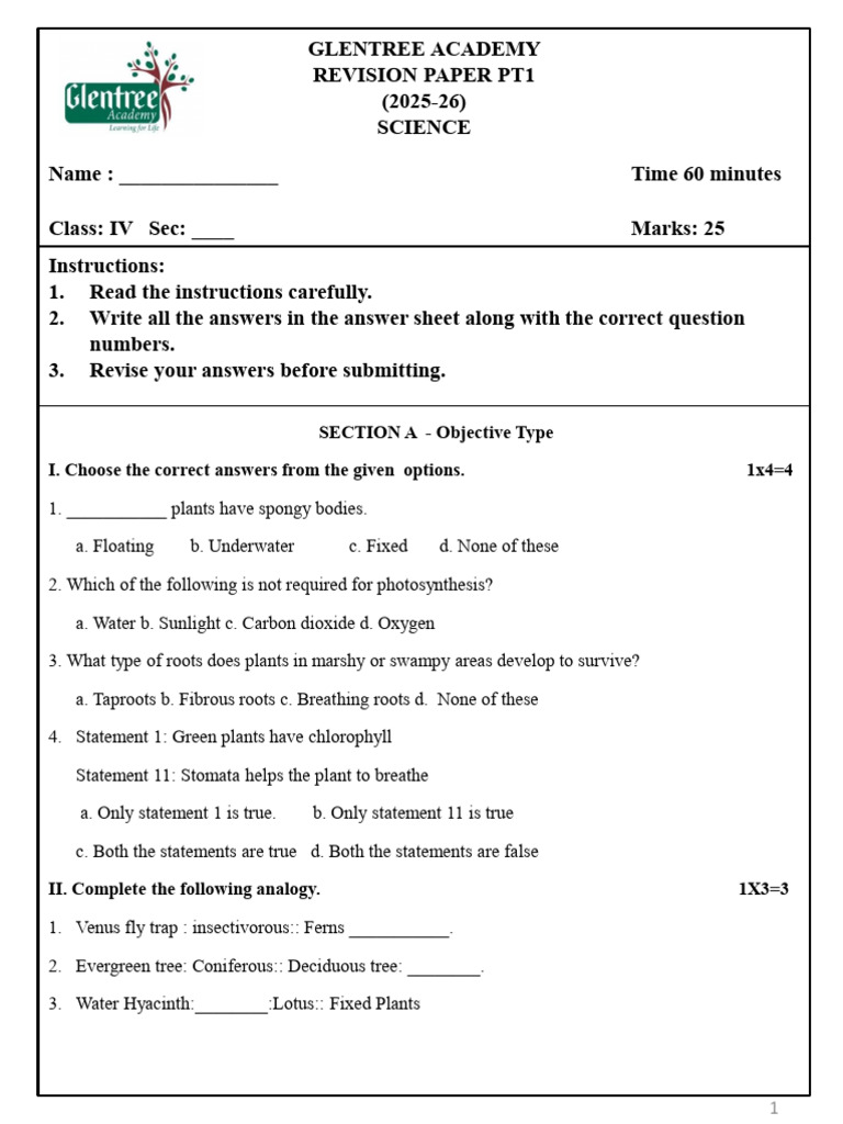 Grade 4 Science PT1 RWS | PDF | Plants | Leaf