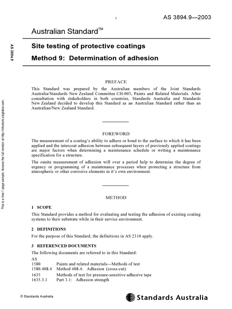As 3894.9-2003 Site Testing of Protective Coatings Determination of ...