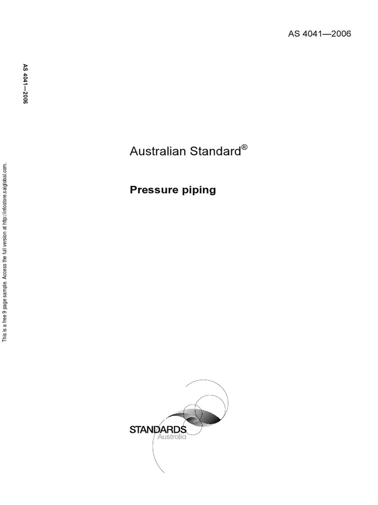 As 4041-2006 Pressure Piping | PDF | Pipe (Fluid Conveyance) | Building ...