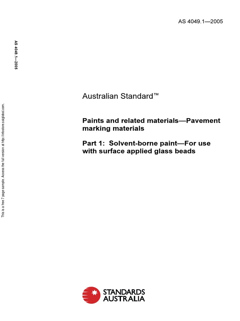 As 4049.1-2005 Paints and Related Materials - Pavement Marking ...