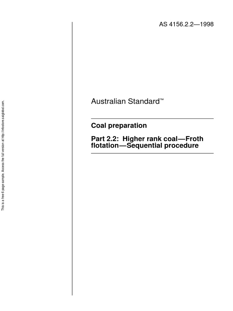 As 4156.2.2-1998 Coal Preparation Higher Rank Coal - Froth Flotation ...