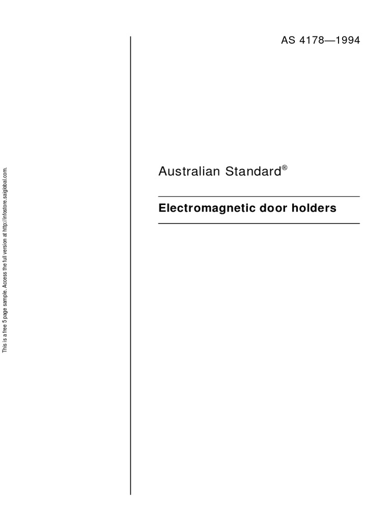 As 4178-1994 Electromagnetic Door Holders | PDF | Door | International ...