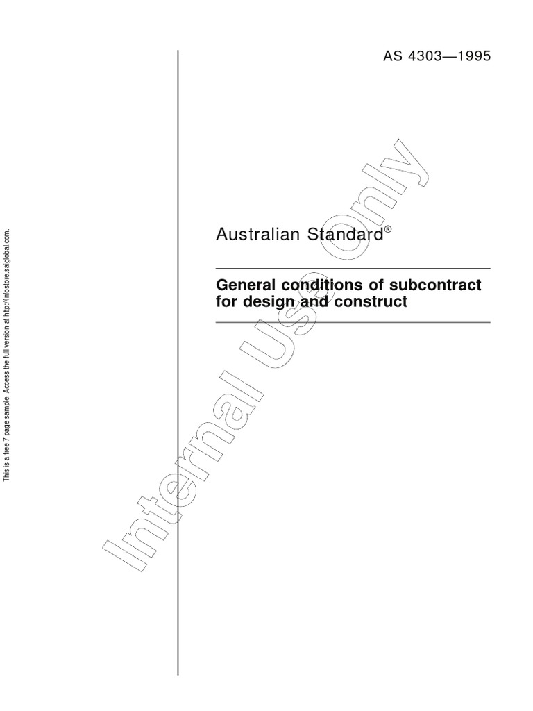 As 4303-1995 (Reference Use Only) General Conditions of Subcontract For ...