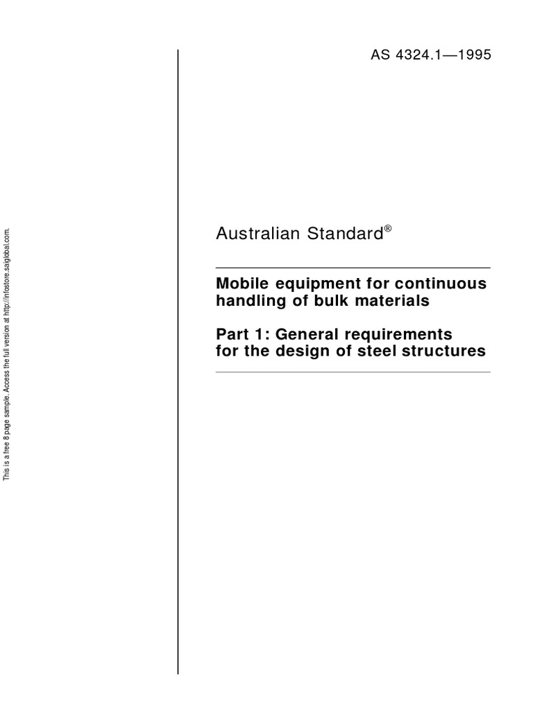 As 4324.1-1995 Mobile Equipment For Continuous Handling of Bulk ...