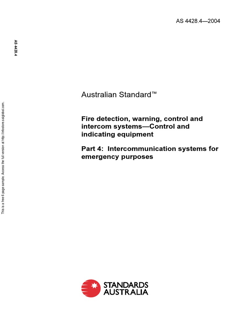 As 4428.4-2004 Fire Detection Warning Control and Intercom Systems ...