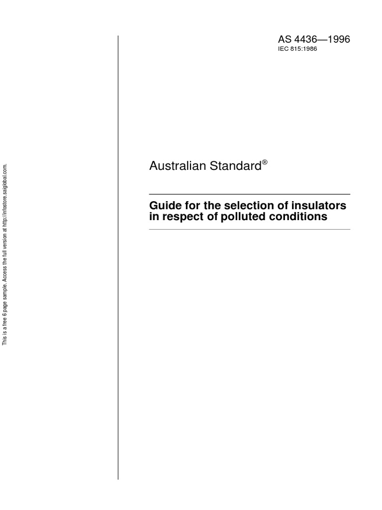 As 4436-1996 Guide For The Selection of Insulators in Respect of ...