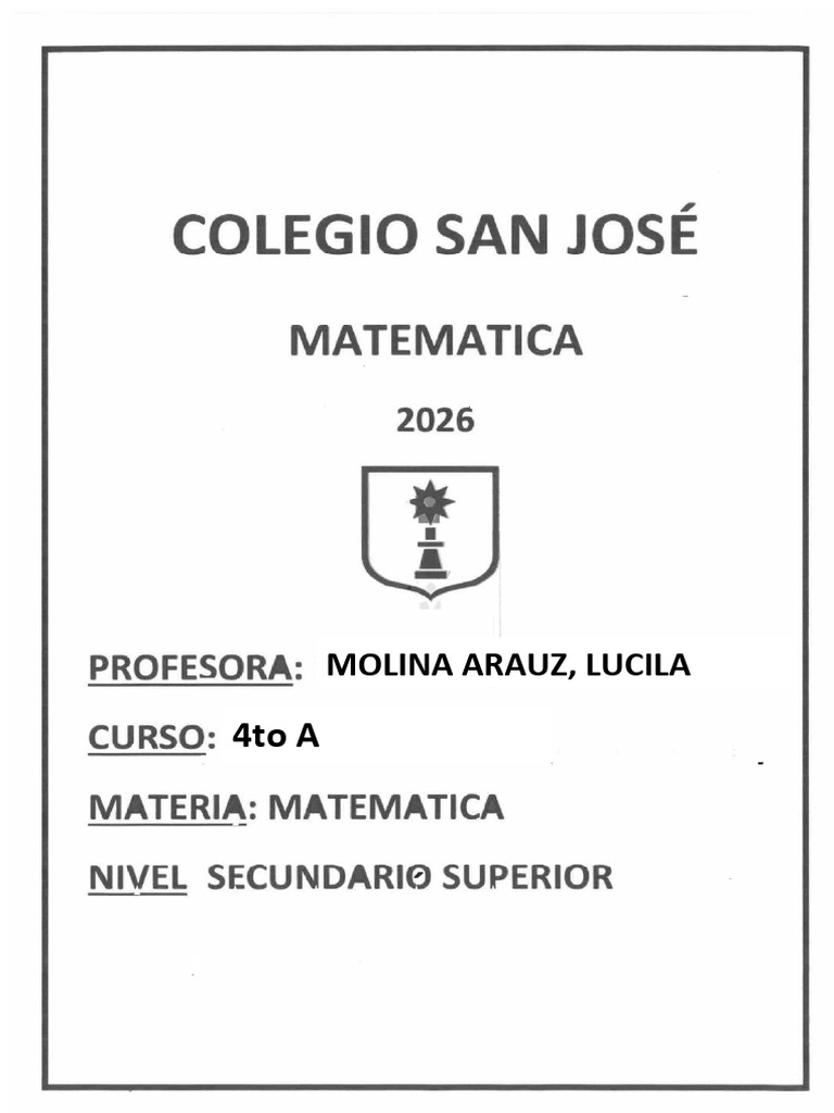 Cuaderno de Matematica 4A - San Jose | PDF