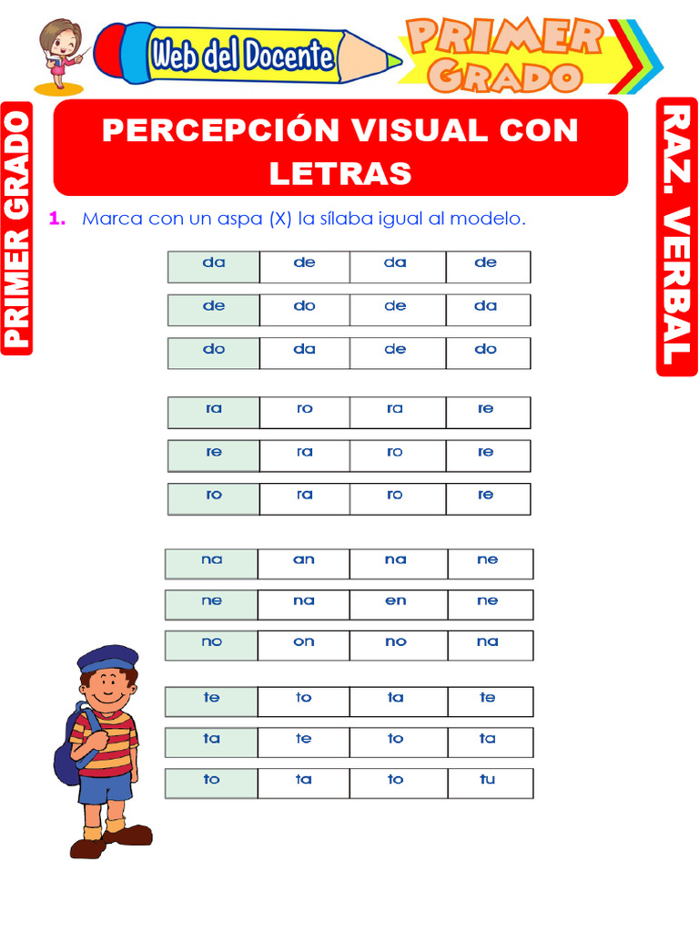 Percepción Visual Con Letras para Primer Grado de Primaria | PDF