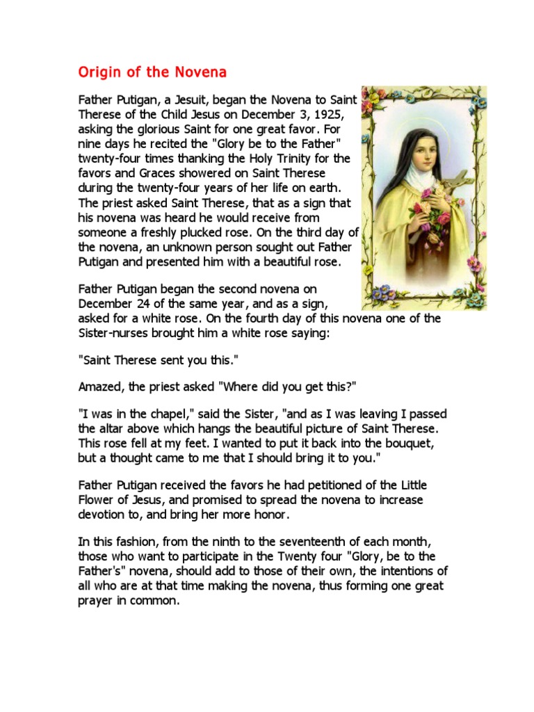 Novena to St. Therese: Origin & Prayers | PDF | Religion & Spirituality