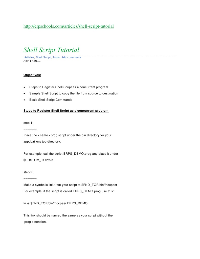 Shell Script Tutorial Objectives Pdf Command Line Interface Scripting Language 3412