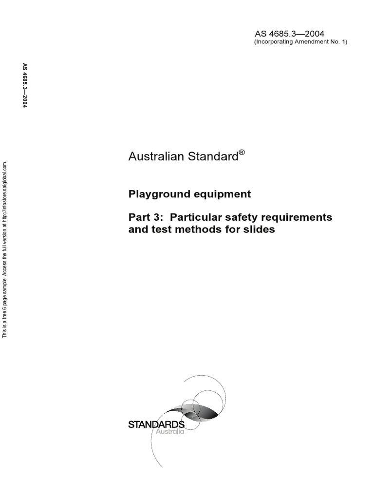 As 4685.3-2004 Playground Equipment Particular Safety Requirements and ...