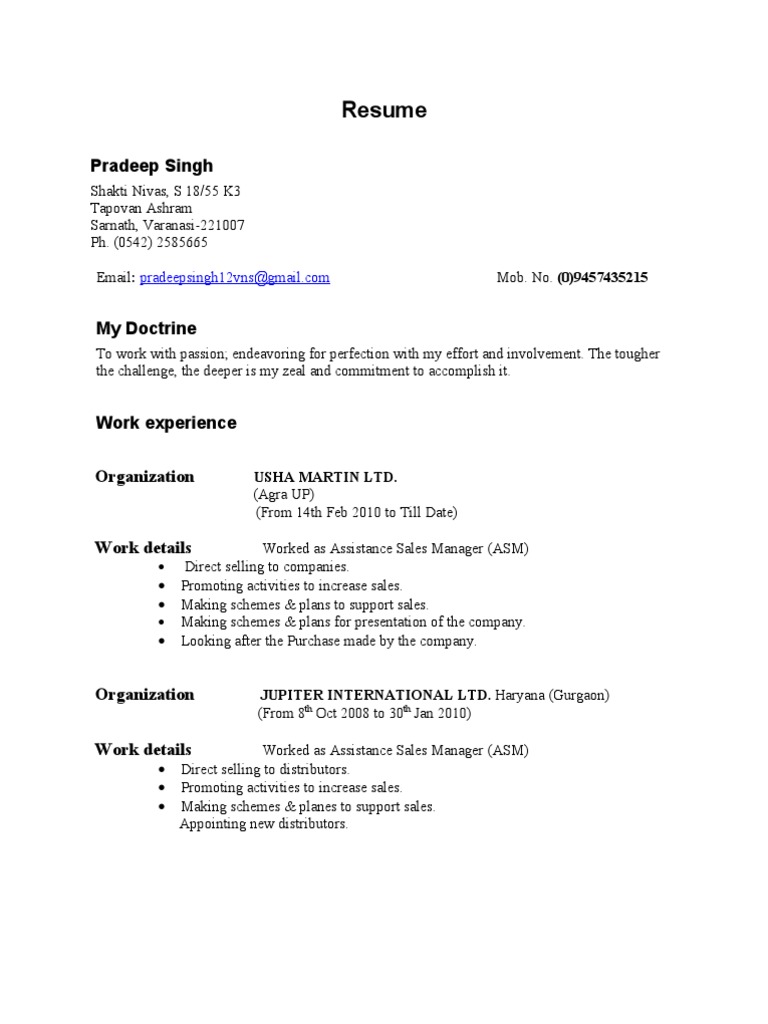 Pradeep Singh CV | PDF | Academia | Educational Stages