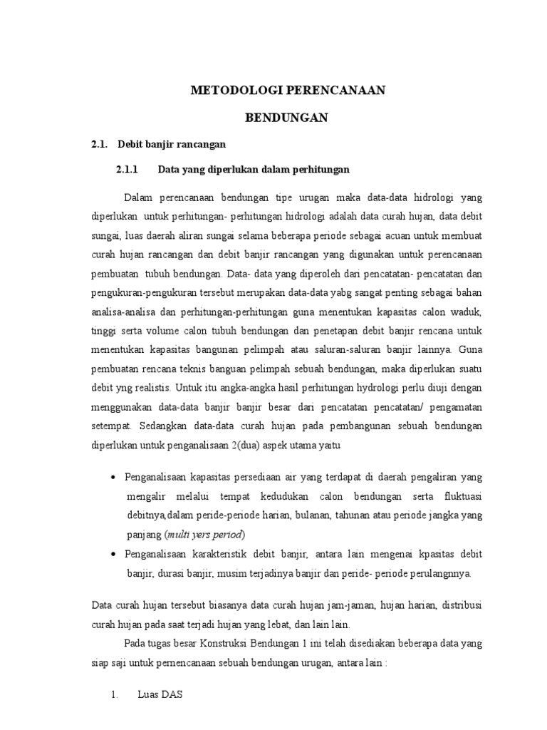 Metodologi Perencanaan Bendungan | PDF