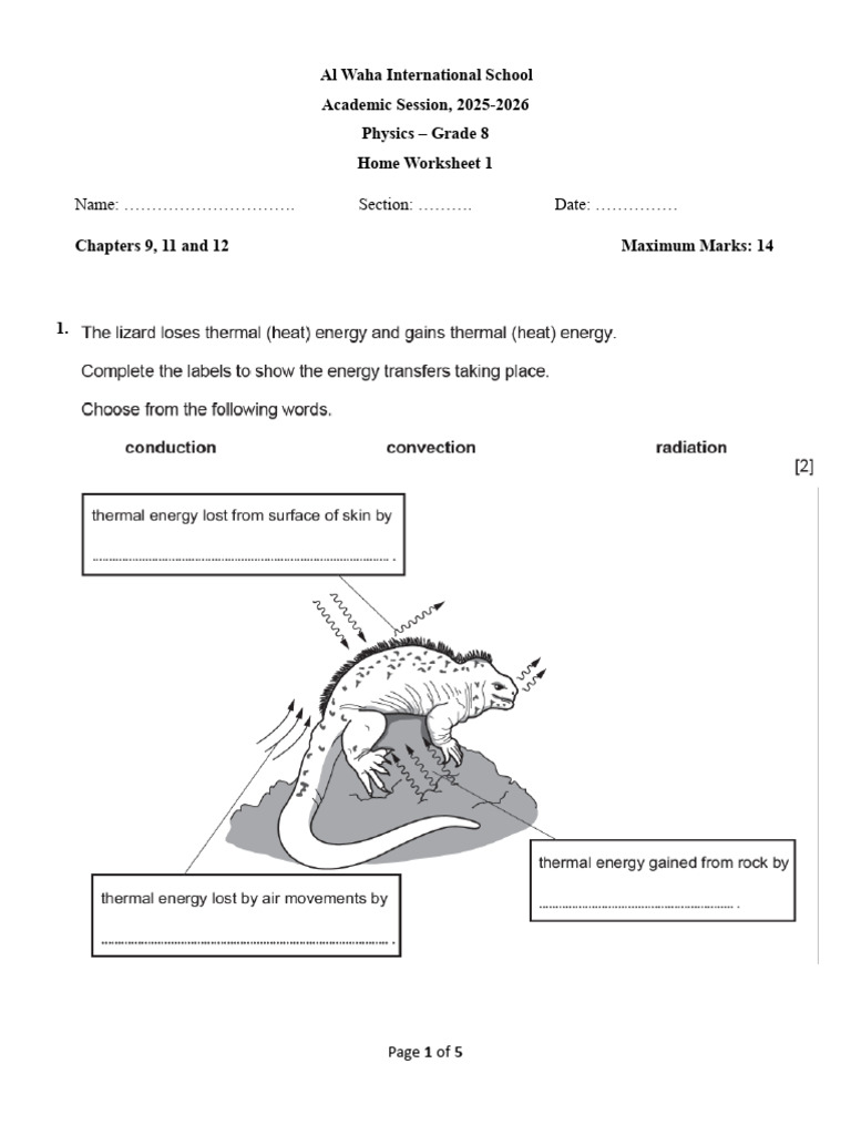 Gr8 Physics Home Worksheet 1 Term I 2025-2026 | PDF