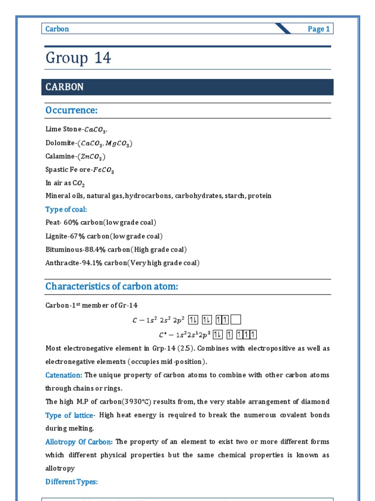 Group 14 Elements | PDF | Tin | Lead