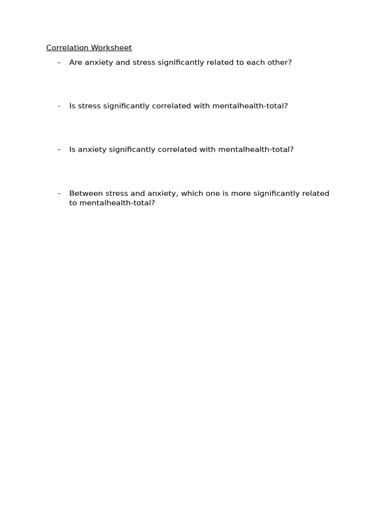 Correlation Worksheet | PDF