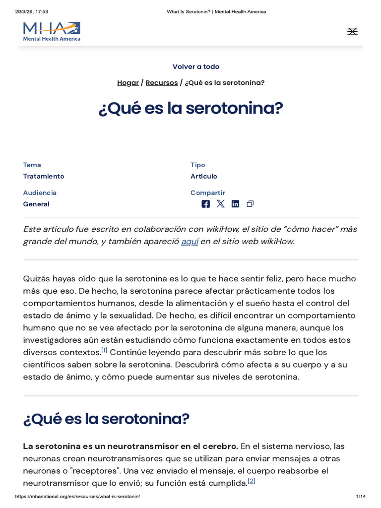 What Is Serotonin - Mental Health America | PDF | Inhibidor selectivo ...