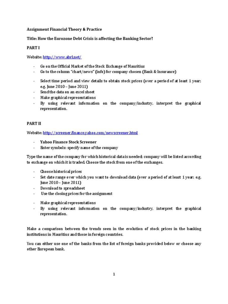 Assignment Fin Theory 2011 | PDF | Bnp Paribas | Banks