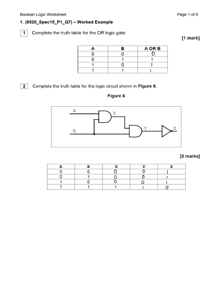 BooleanLogic Worksheet | PDF