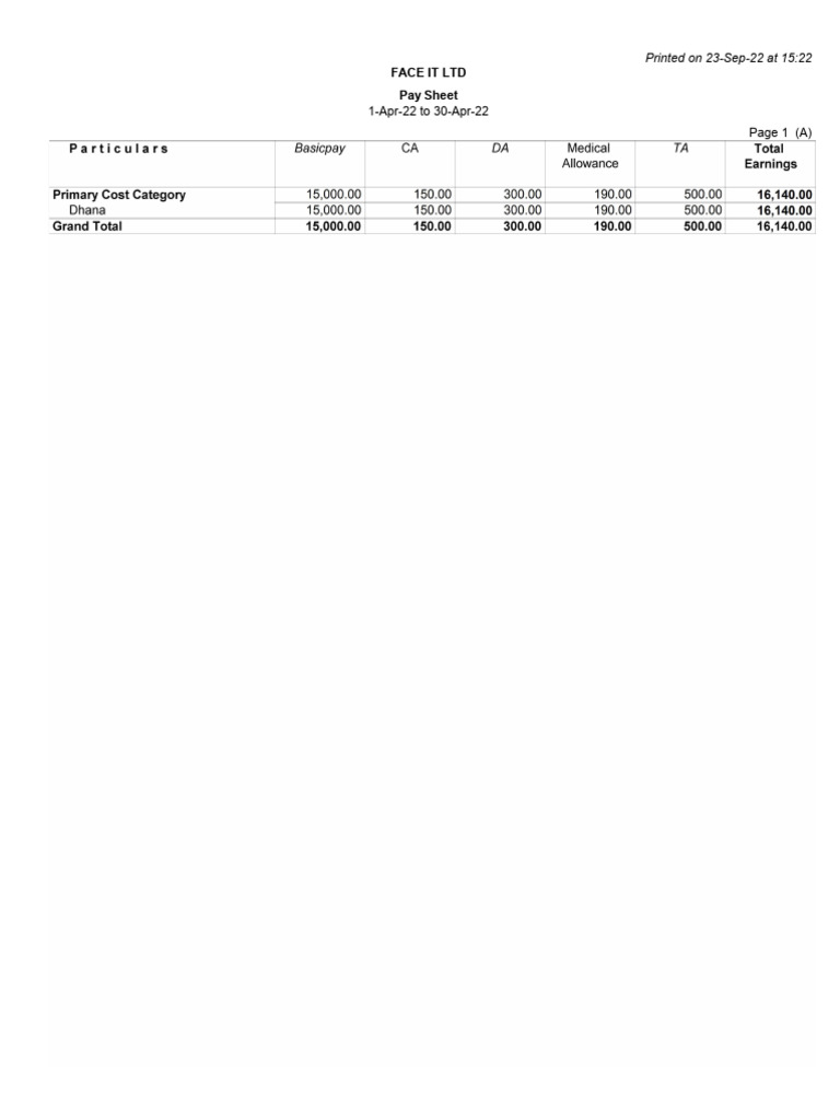 Pay Sheet | PDF