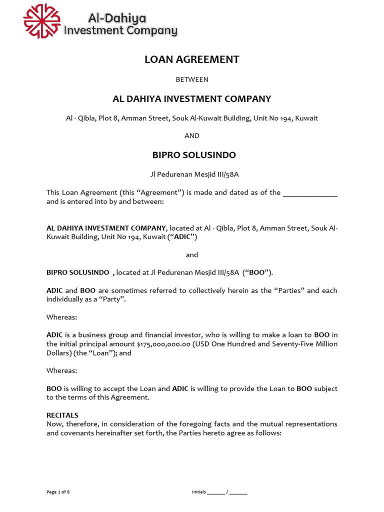 Adic and Boo Loan Agreement | PDF | Interest | Banks