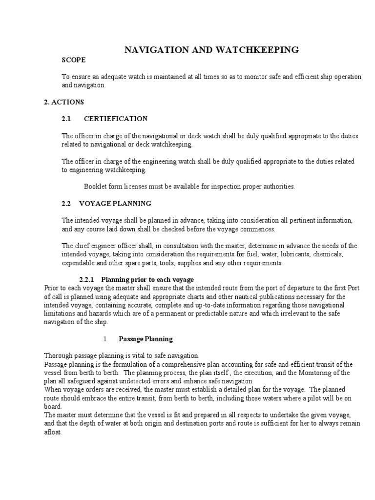 Navigation and Watchkeeping: Scope | PDF | Navigation | Ships