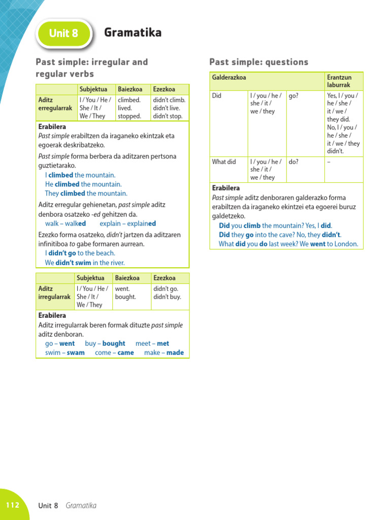 Grammar Reference - Past Simple | PDF | Linguistics