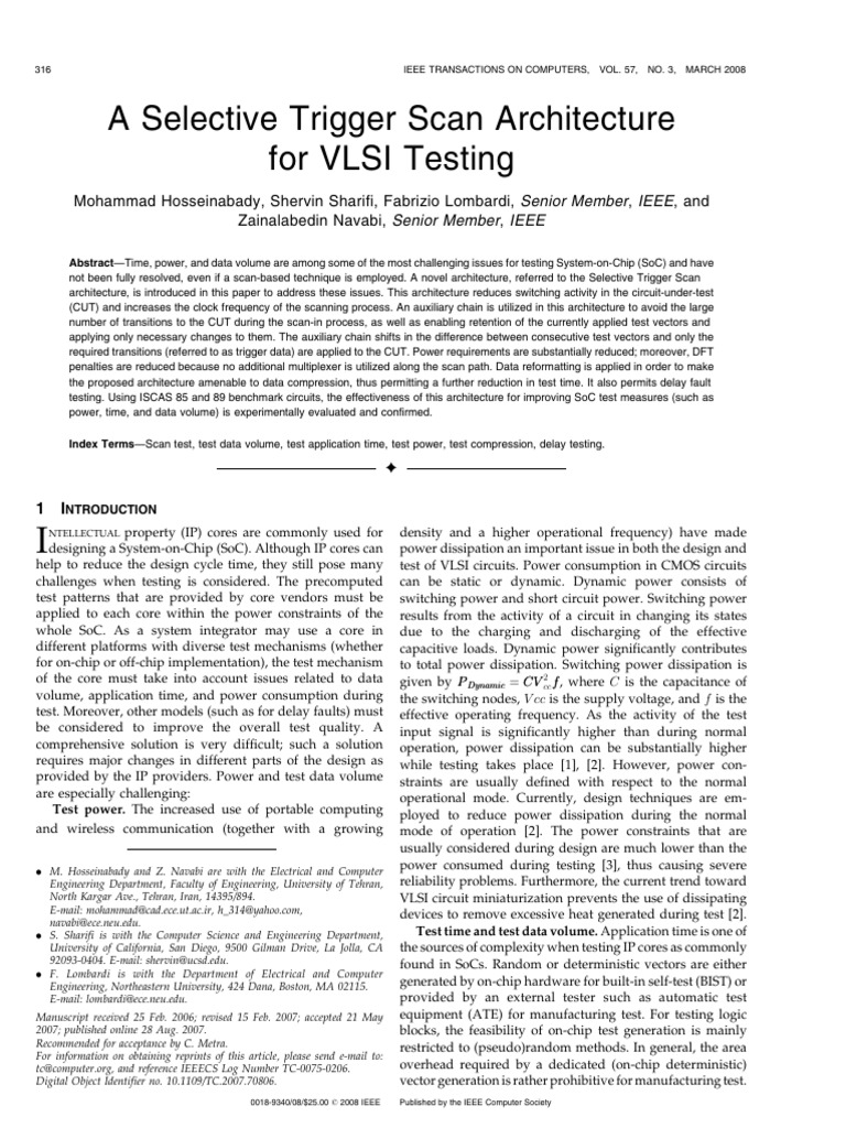 A Selective Trigger Scan Architecture For VLSI Testing | PDF | Data ...