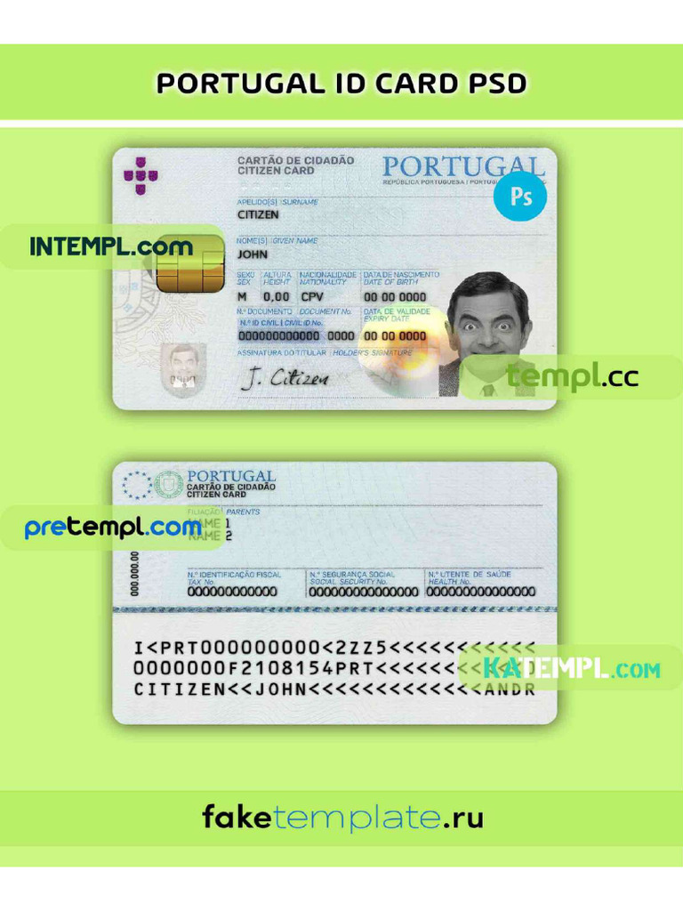 Portugal Identity Card PSD Download Template | PDF