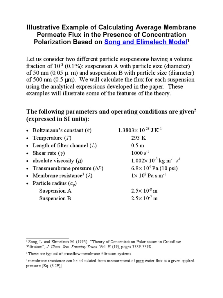 Illustrative Example of Calculating Average Membrane Permeate Flux in ...