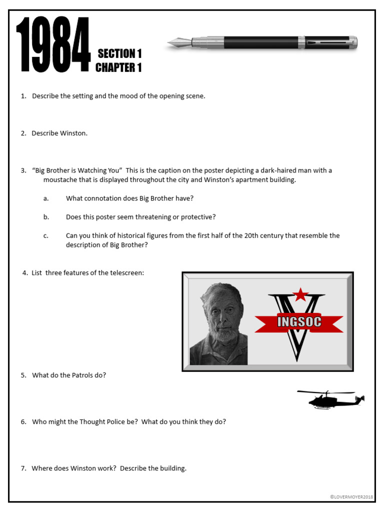 01 - 1984 Chapter 1 of Section 1 Questions For Comprehension and ...