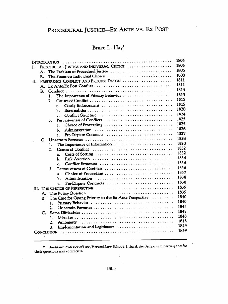 Procedural Justice-Ex Ante vs. Ex Post: Bruce L. Hay | PDF | Lawsuit ...