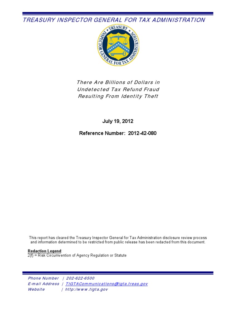 Treasury Inspector General For Tax Administration | PDF | Internal ...