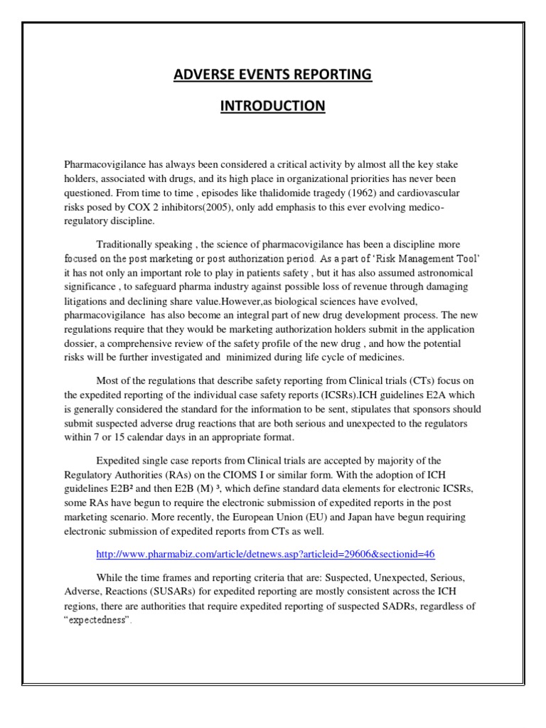 Adverse Events Reporting | Download Free PDF | Pharmacovigilance ...