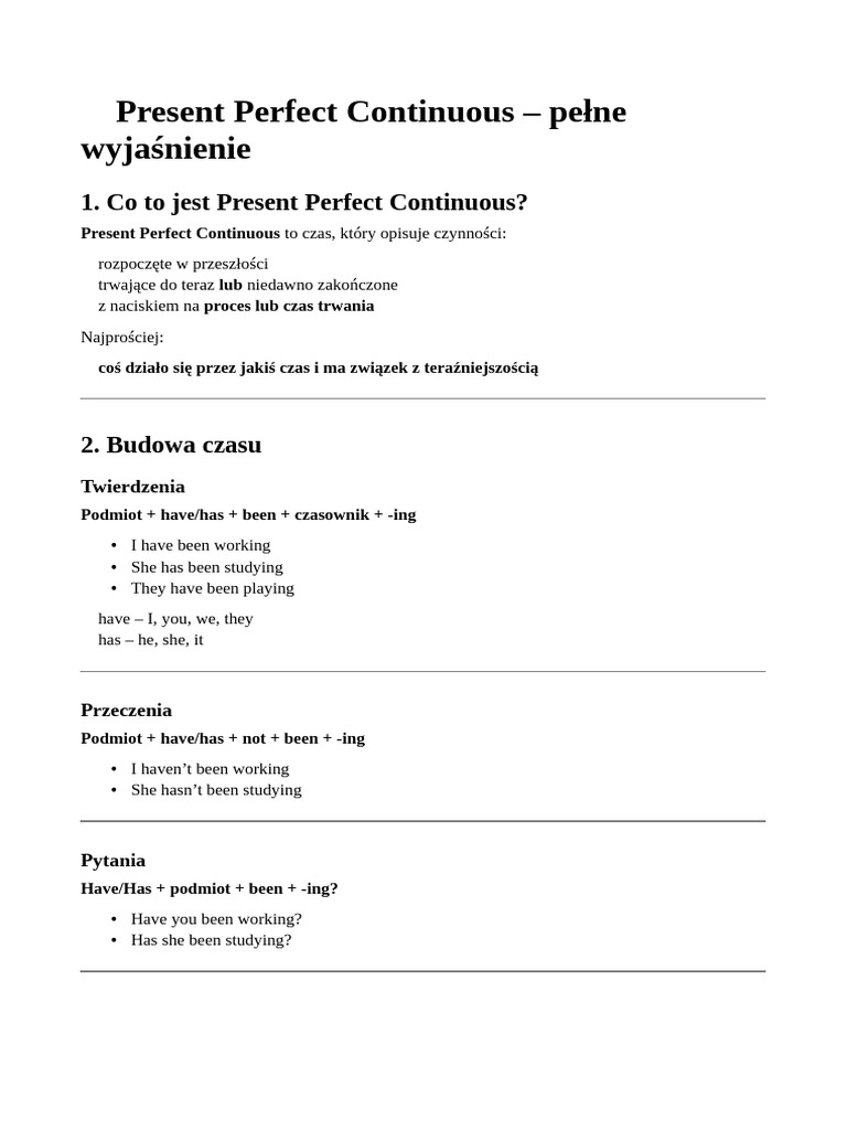 Present Perfect Continues | PDF