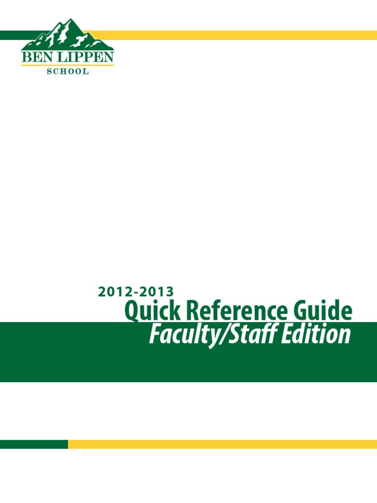 2012 2013 Quick Reference Guide Faculty Staff Edition Pdf Schools