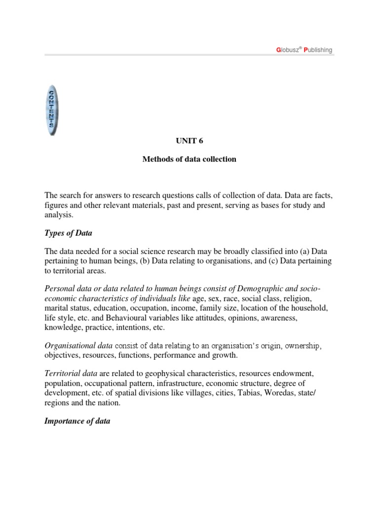 Methods of Data Collection | PDF | Experiment | Survey Methodology