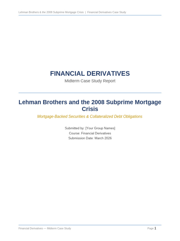 Lehman Brothers Case Study | PDF | Collateralized Debt Obligation ...