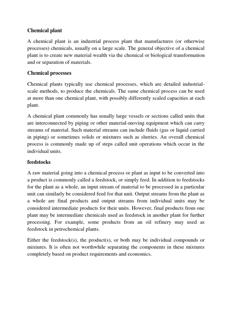 Chemical Plant | PDF | Steady State | Chemical Process Engineering