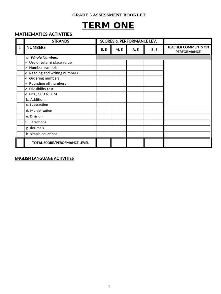 Grade 5 Assessment Book | PDF