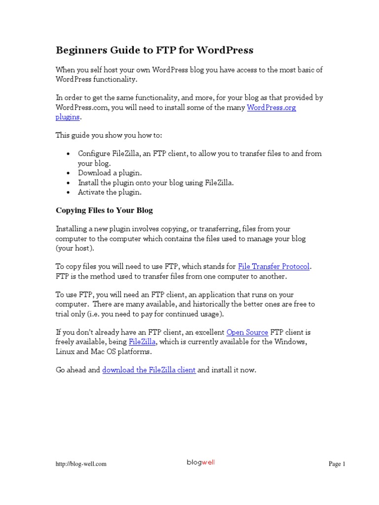 Beginners Guide To FTP For Wordpress | PDF | File Transfer Protocol ...