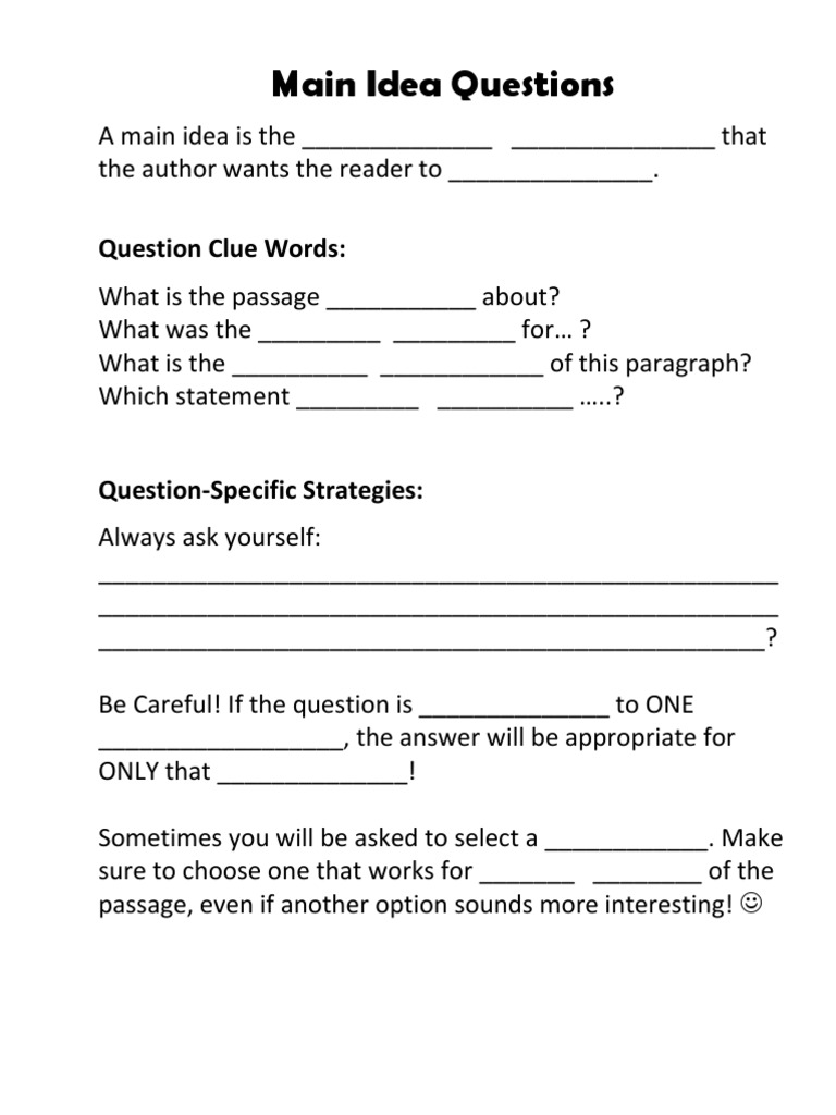 Question-Specific Strategies STUDENT PACKET | PDF | Ellipsis | Epistemology