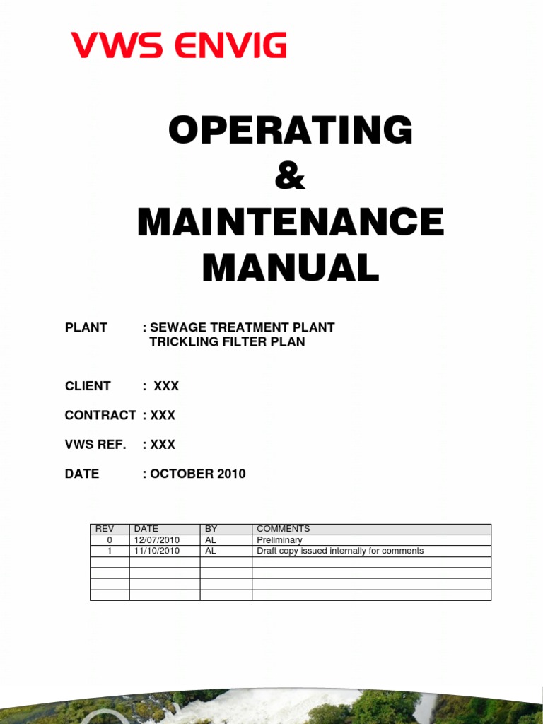 Operating and Maintenance Manual - Sewage Treatment Plant | PDF ...