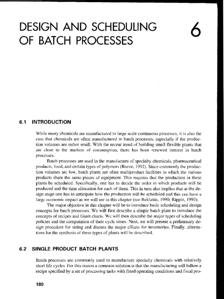 Design and Scheduling of Batch Processes: U H N T H | PDF | Scheduling (Production Processes ...