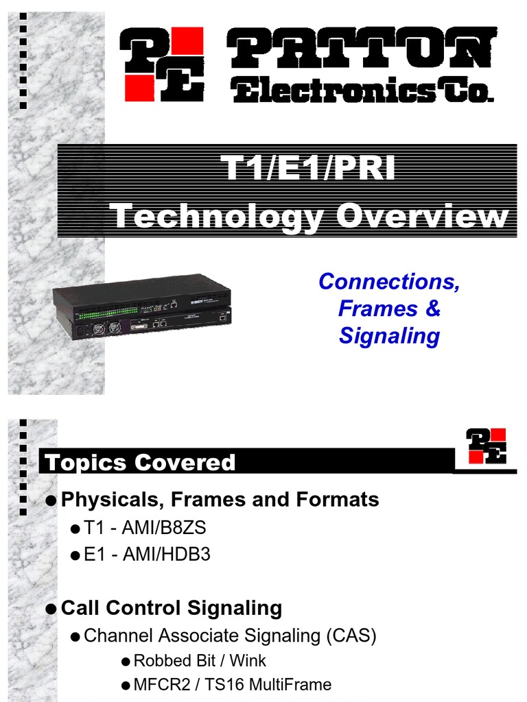 T1/E1/PRI Technology Overview: Connections, Frames & Signaling | PDF ...