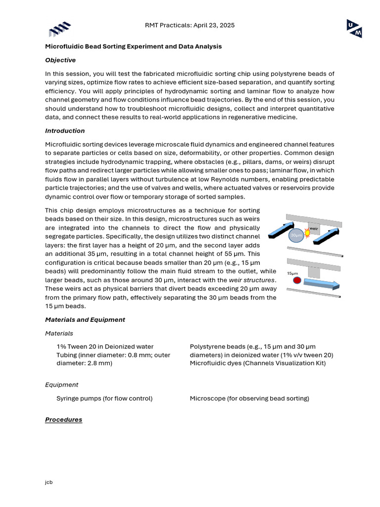 Microfluidic Bead Sorting Experiment and Data Analysis Day 2 v3b | PDF ...